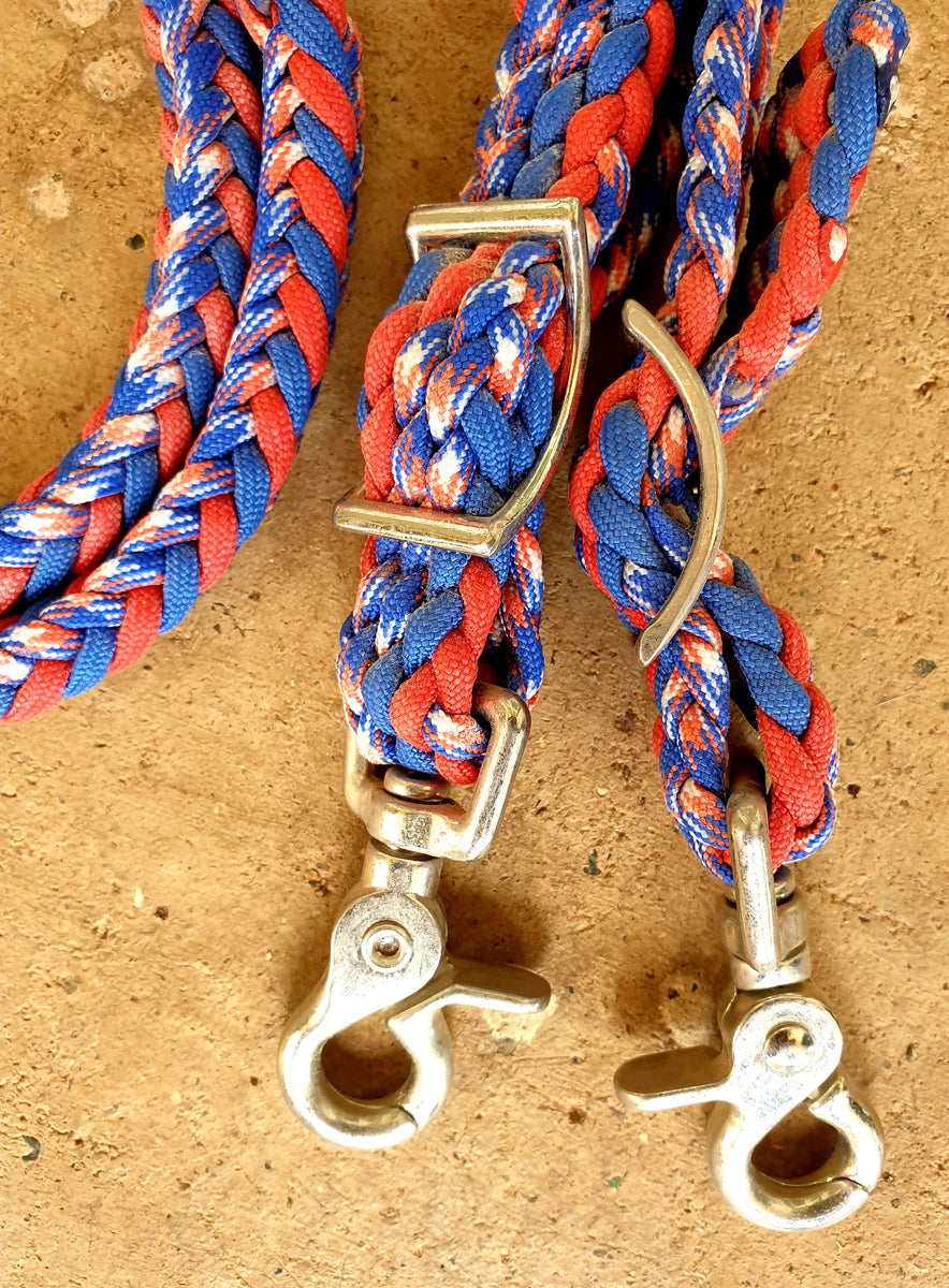 BRAIDED SPORTING REINS - Flat and Round Braided Hand Hold - Adjustable ...