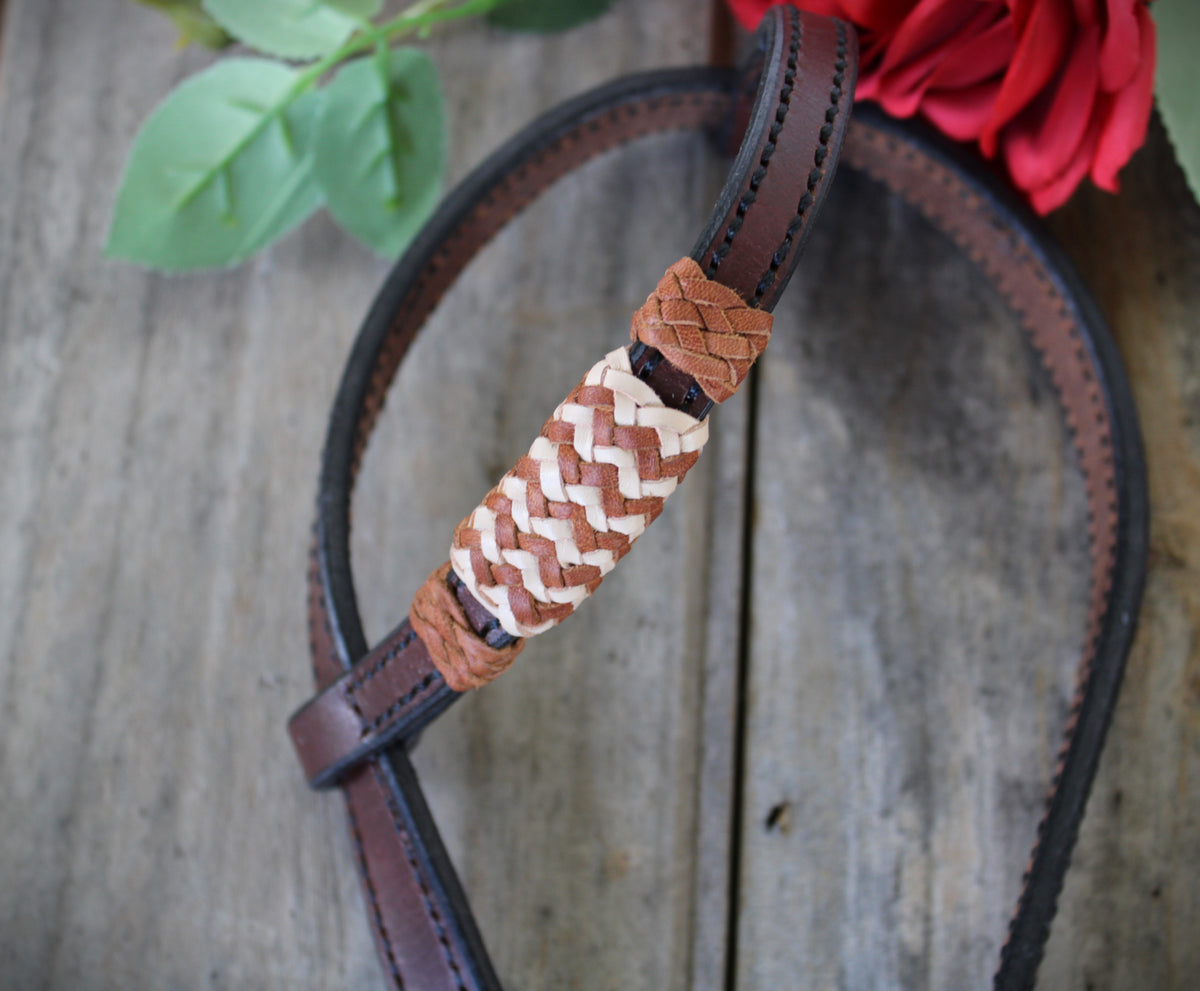 Handmade One Earred Braided Accent Headstall - Australian Bridle Leath ...