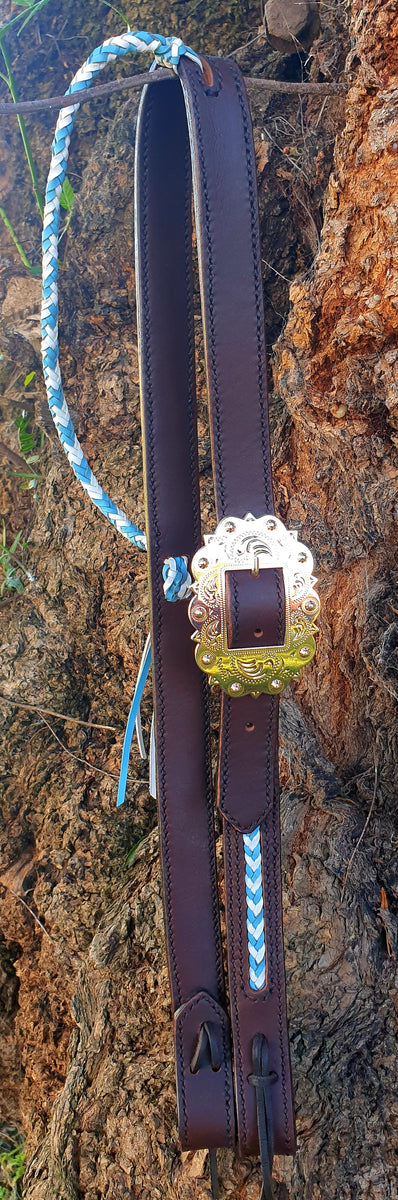 HANDMADE LATIGO and ROO HIDE LACED ONE EARRED HEADSTALL – BLUE ROAN ...